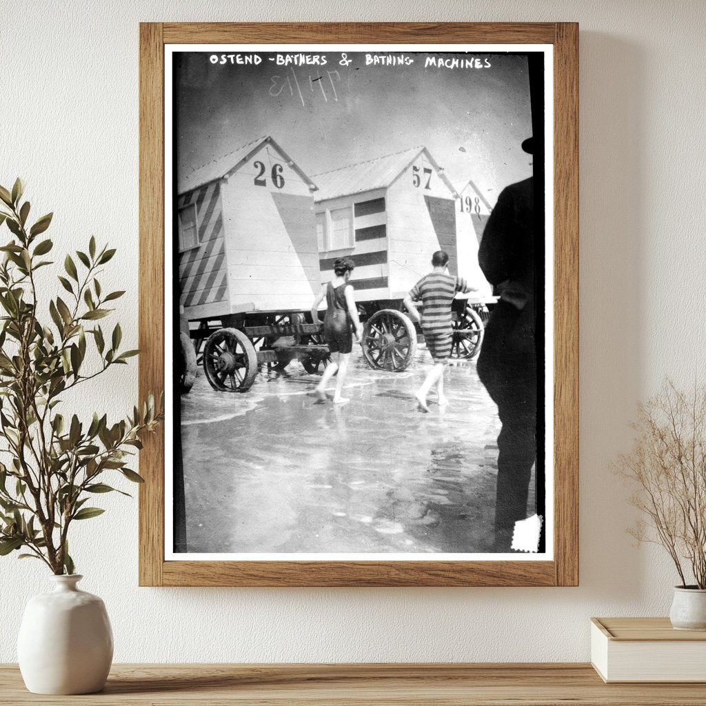 Vintage Beach Day in Ostend: Bathers & Bathing Machines – KNOWOL