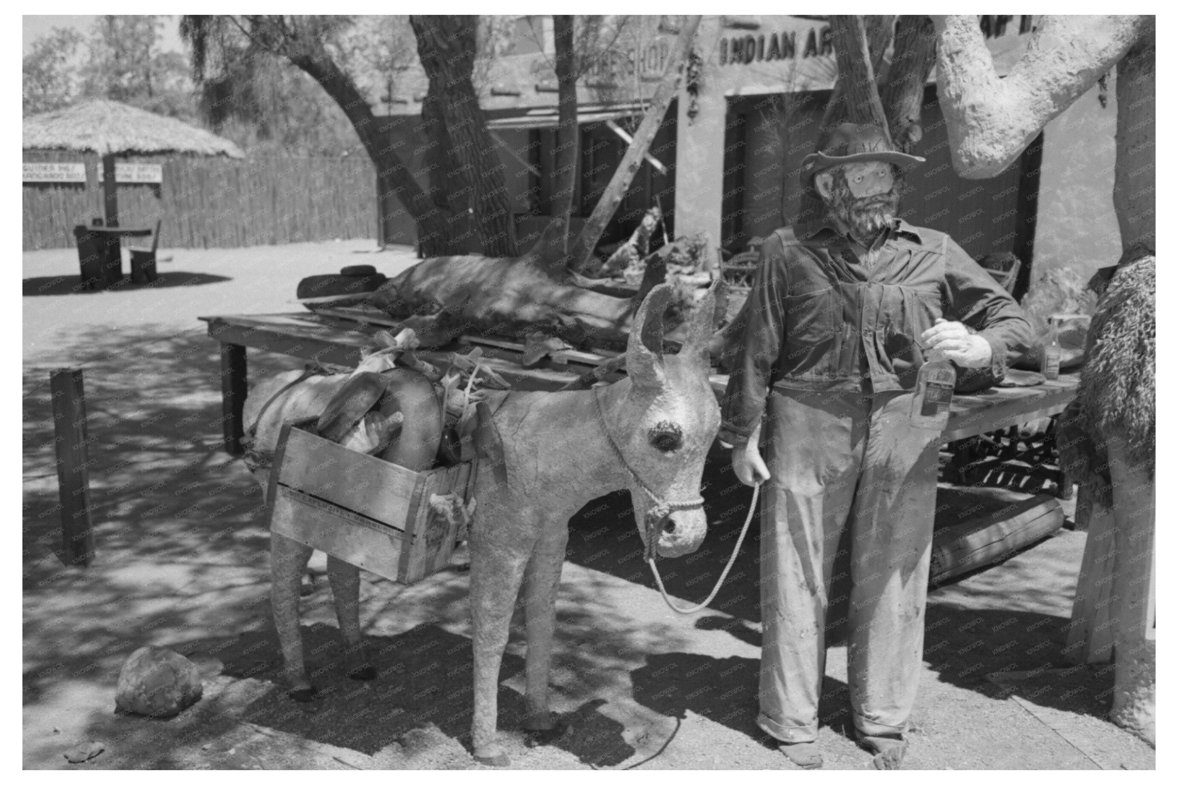 Papier Mache Miner and Donkey Apache Junction 1940 – KNOWOL