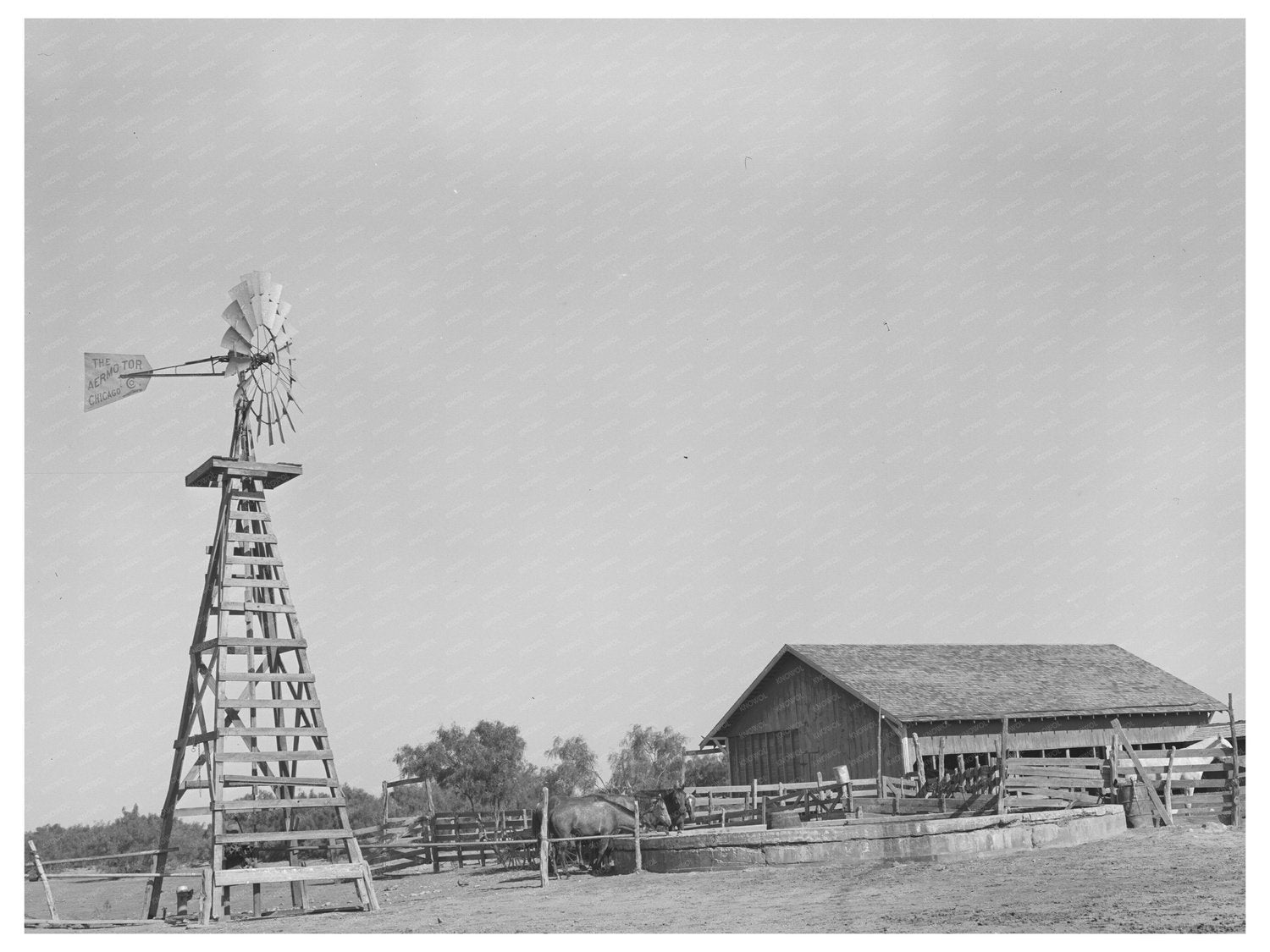 Vintage 1939 Texas Ranch Windmill and Barn Scene – KNOWOL